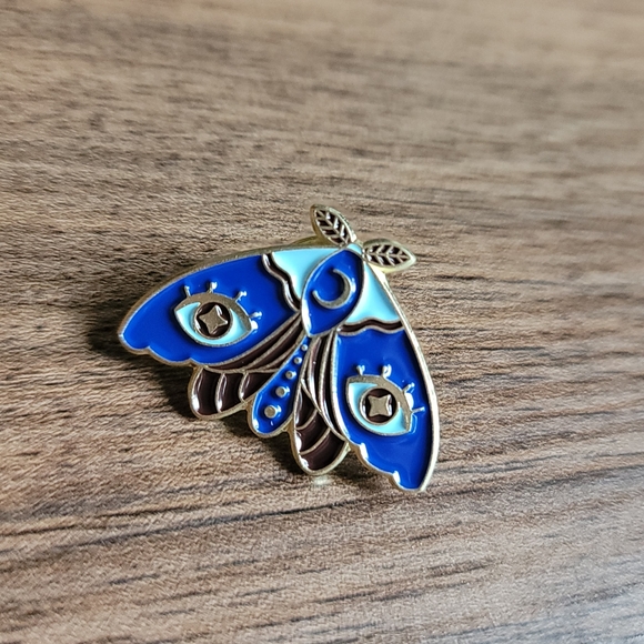 Jewelry | Moon Star Eyes Moth Enamel Pin | Poshmark